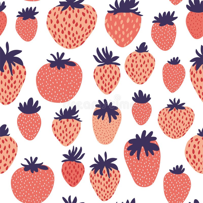 Minimal Japanese Style Cute Strawberry Seamless Pattern Stock Vector ...