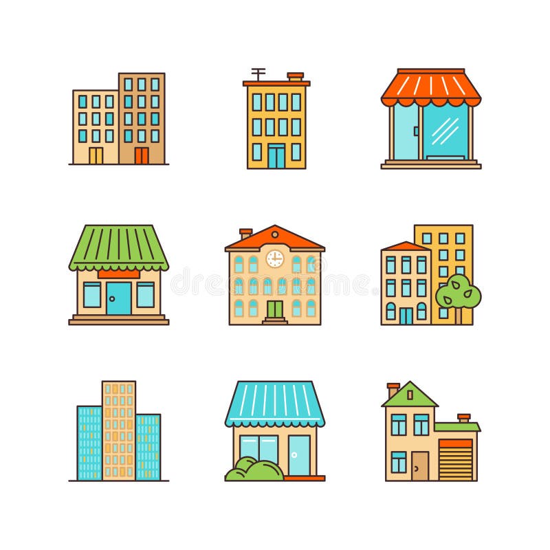Set of Vector Building Icons and Concepts in Flat Style Stock Vector ...