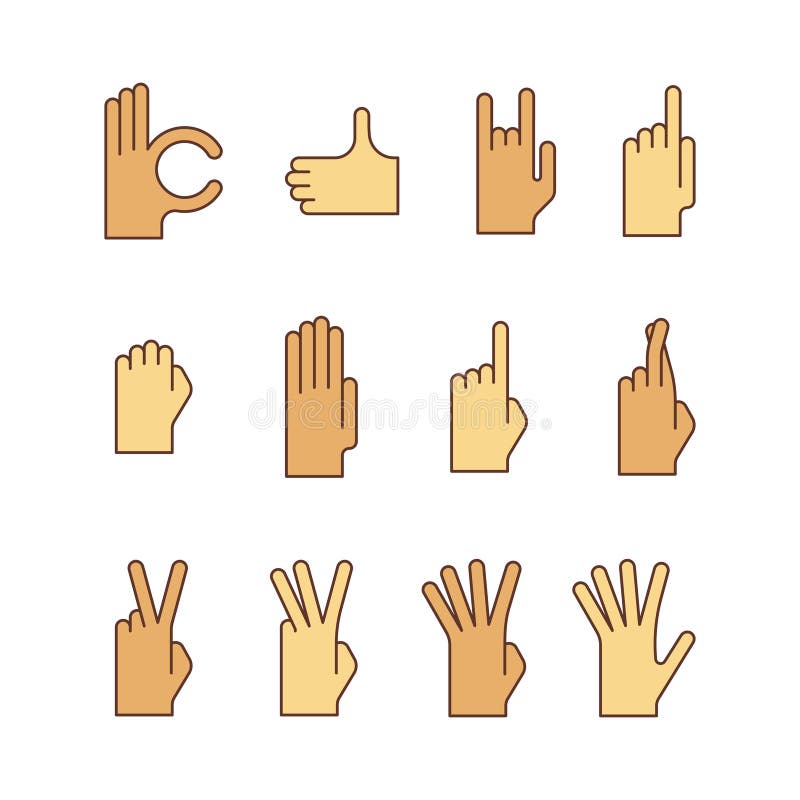Vector Minimal Lineart Flat Hand Gestures Iconset Stock Vector ...
