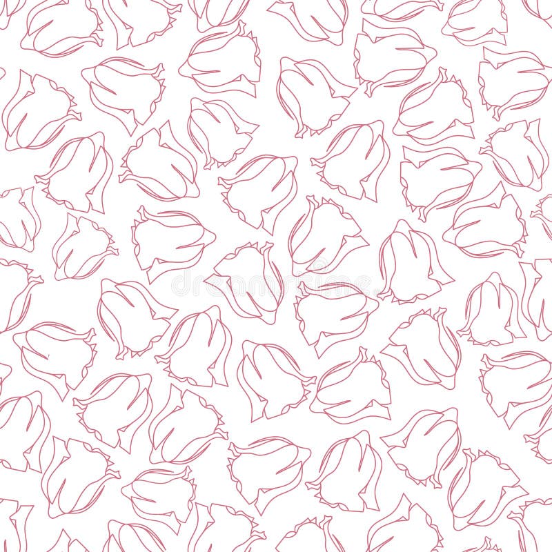 Vector Minimal Pink Roses Seamless Pattern on the White Background ...
