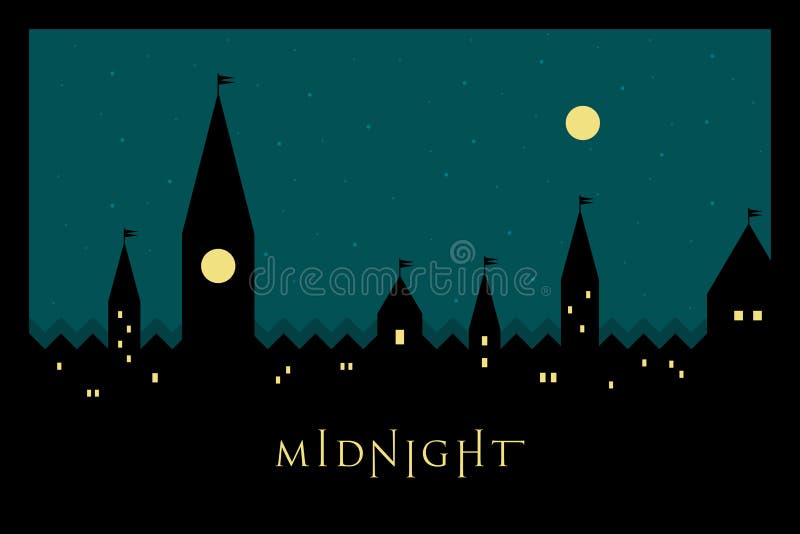 Vector Minimal Poster: Midnight Stock Vector - Illustration of line ...