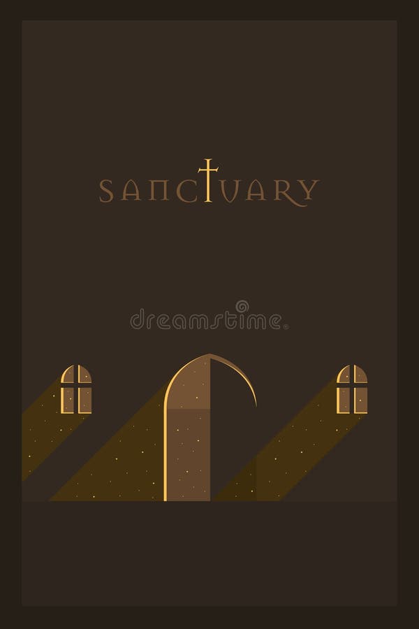 Vector Minimal Poster: Sanctuary Stock Vector - Illustration of cross ...