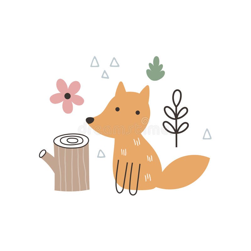 Vector Minimalist Cute Illustration with a Fox Stock Vector ...