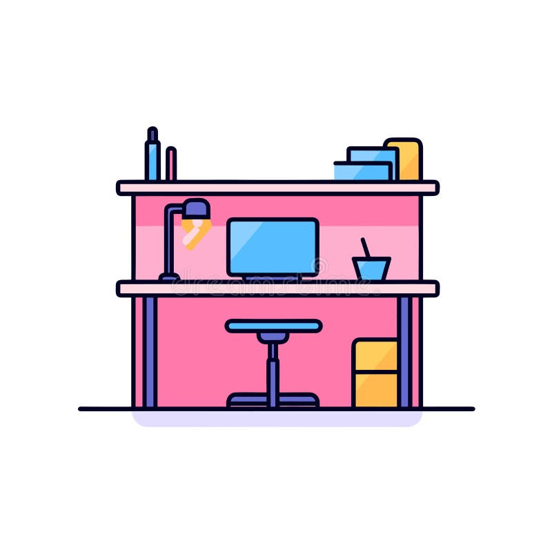 Vector of a Minimalist Desk with a Sleek Computer on Top Stock Vector ...