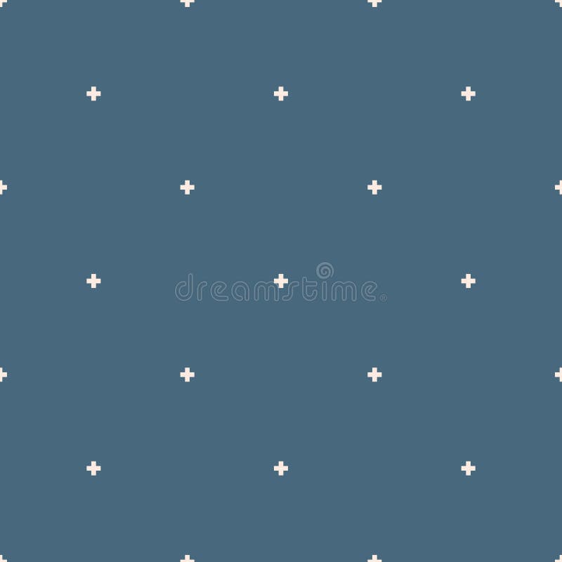 Vector Minimalist Geometric Seamless Pattern with Small Crosses. Blue ...