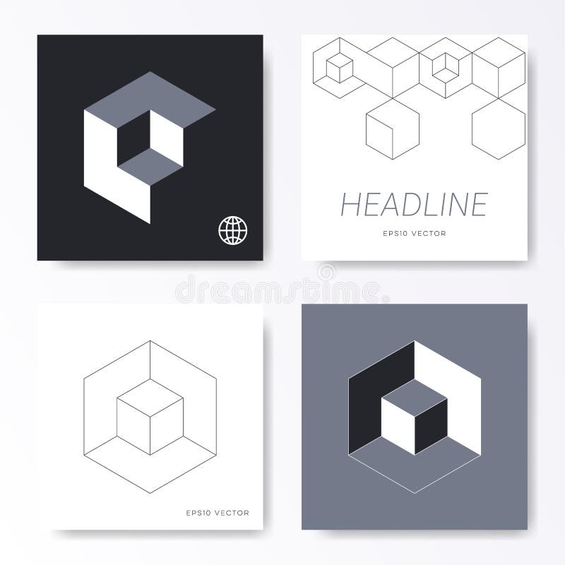 Vector Minimalist Cube Design Card Cover Templates Stock Vector ...