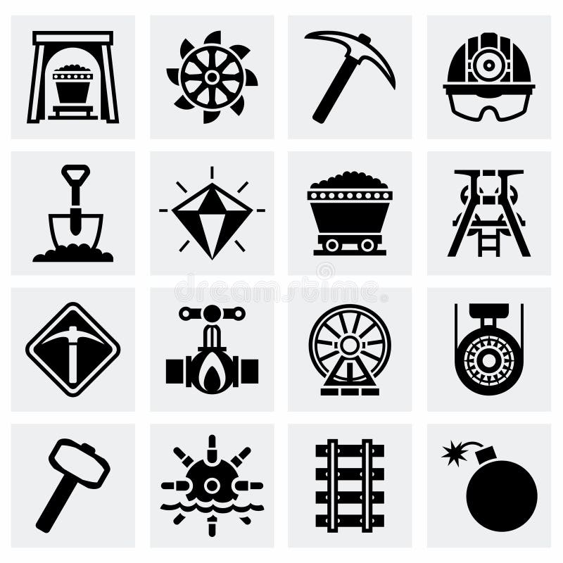 Vector mining icons set stock vector. Illustration of icon - 38524803