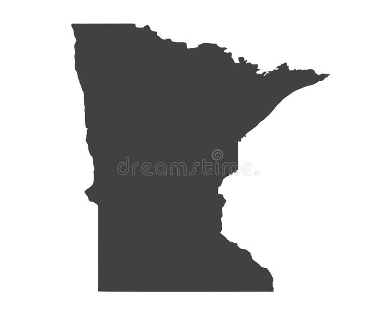 Vector Minnesota Map Silhouette Stock Illustration - Illustration of ...