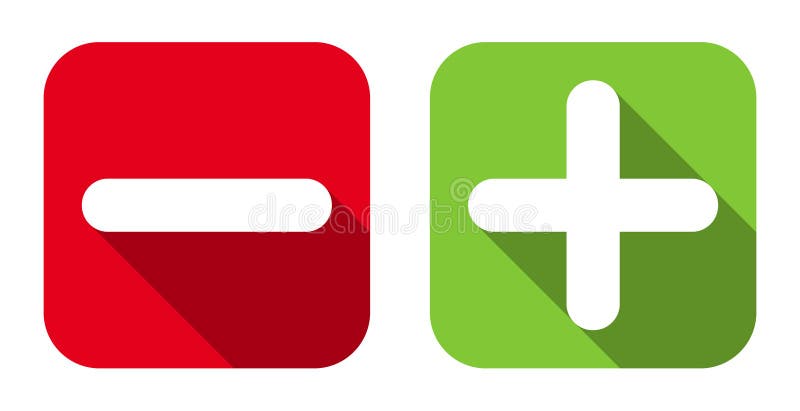 Minus Plus Signs Icons, Flat Round Buttons Set. Vector EPS10 Stock ...