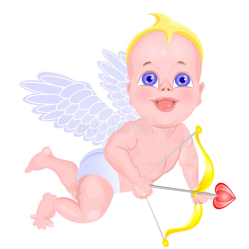 Vector Mischievous Little Cupid with a Bow Stock Vector - Illustration ...