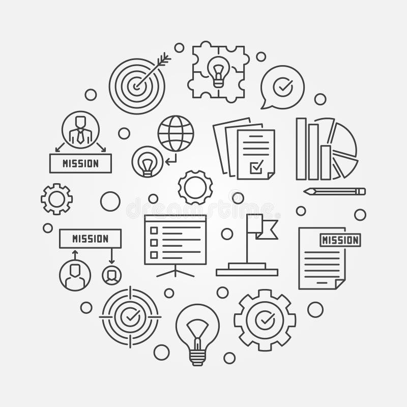 Vector Mission Statement Round Illustration in Outline Style Stock ...