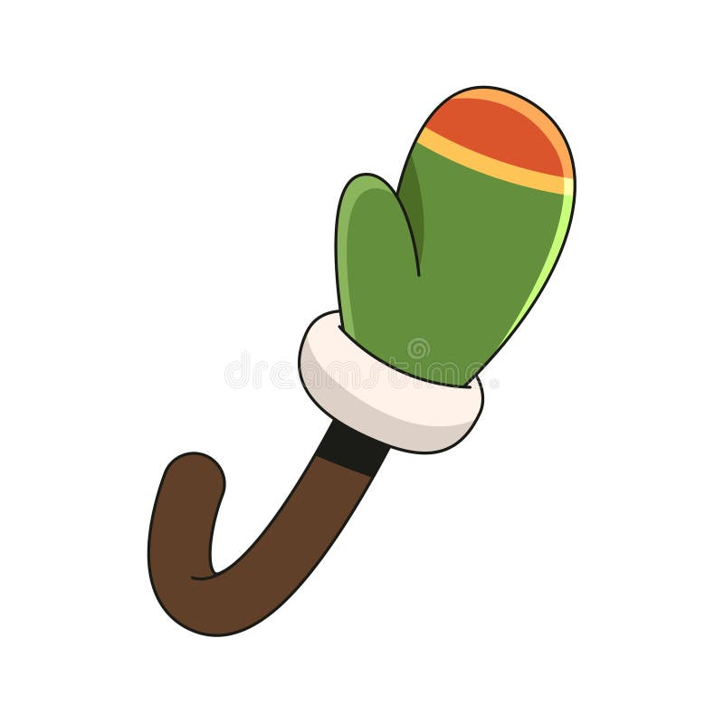 Vector Mitten on Hand Does Hello Gesture. New Year Stock Vector ...