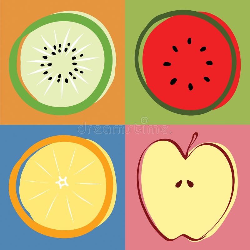 Vector mixed fruit stock vector. Illustration of drawing - 39386713
