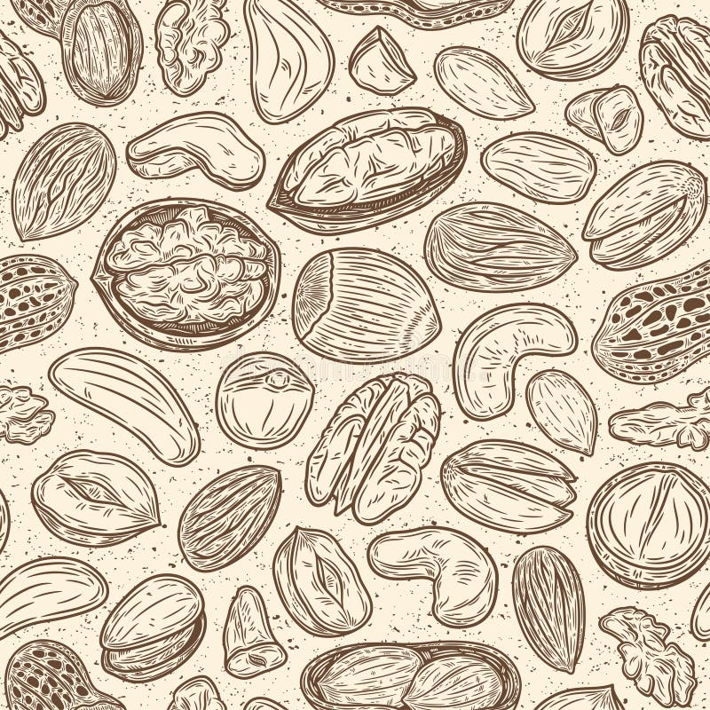 Nuts Seamless Patern. Assorted Nuts on Light Background Stock Vector ...