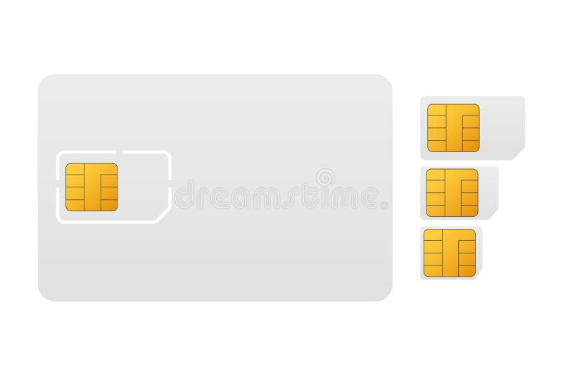 Vector Mobile Cellular Phone Sim Card Chip Isolated on Background ...