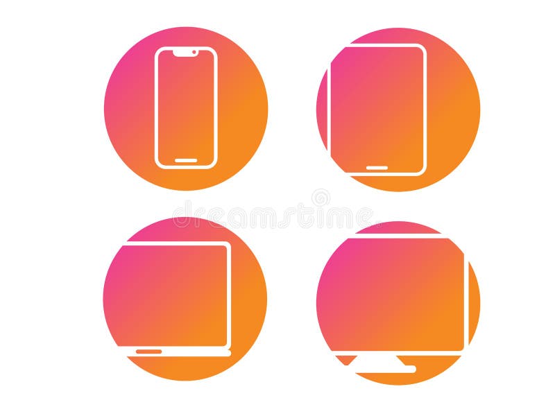 Mobile, Tablet, Laptop, Computer Gadget Icon Set Stock Vector ...