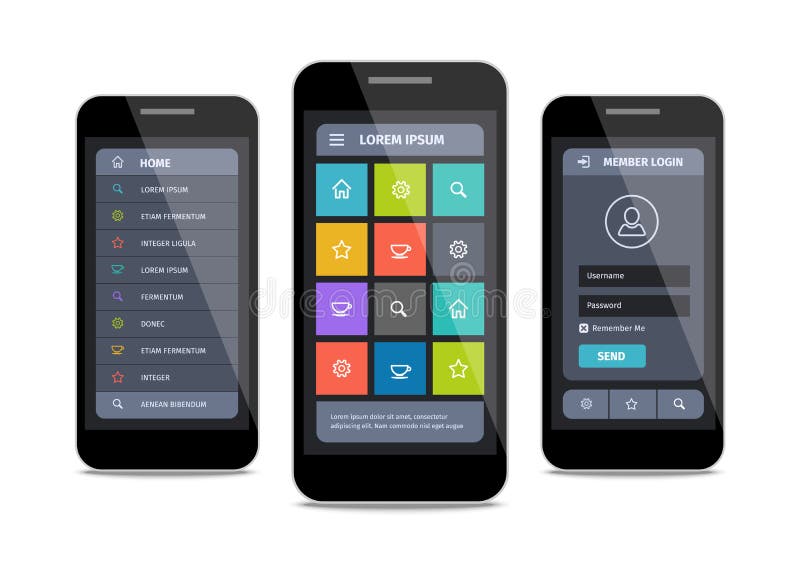 Vector Mobile Ui Design with Login Stock Vector - Illustration of sign ...