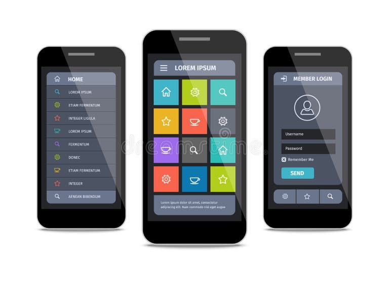 Vector Mobile Ui Design with Login Stock Vector - Illustration of sign ...
