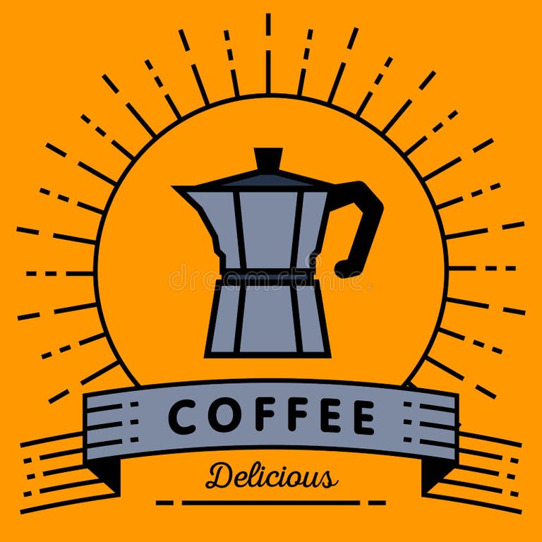 Vector Mocha Pot Icon with Linear Style Stock Vector - Illustration of ...