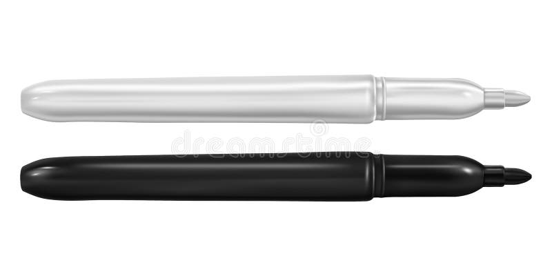 Black and White Thin Marker without Cap. Vector Illustration Isolated ...