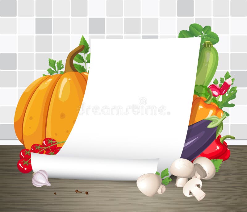 Paper Poster or Parchment Scroll with Vegetables. Restaurant Menu or ...
