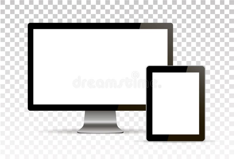 Vector Mock Up. Set of Blank Screens. Computer, Tablet, Phone on ... Vector Mock Up. Set of Blank Screens. Computer, Tablet, Phone on ...