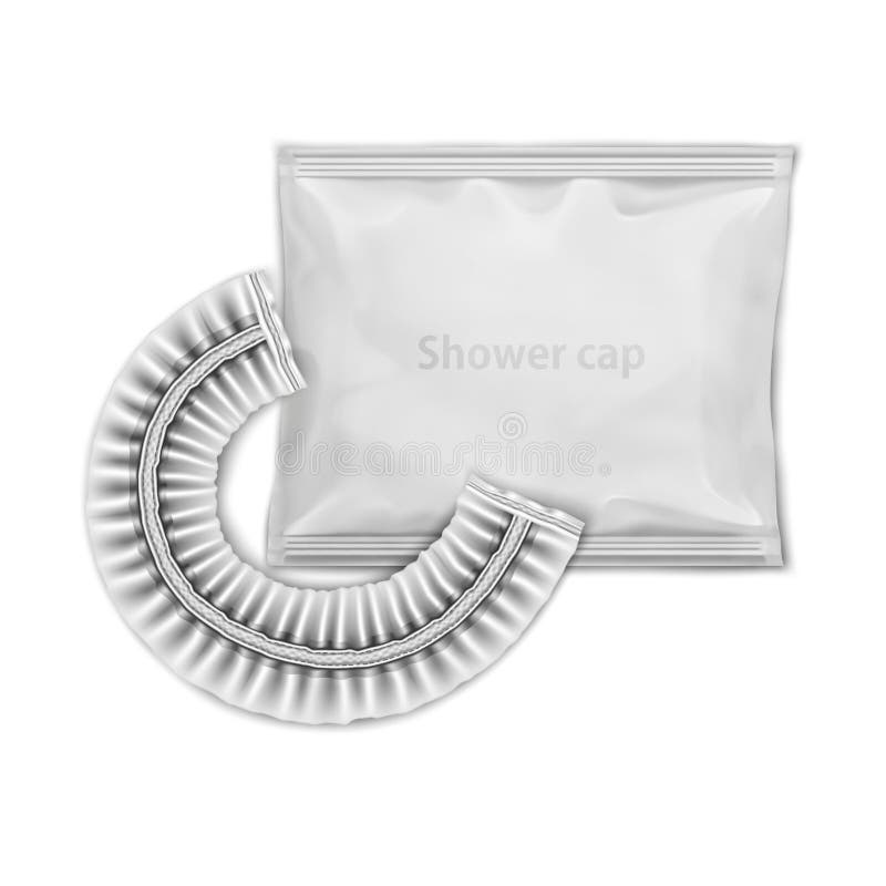 White Waterproof Shower Cap in Transparent Package with Small Box and ...