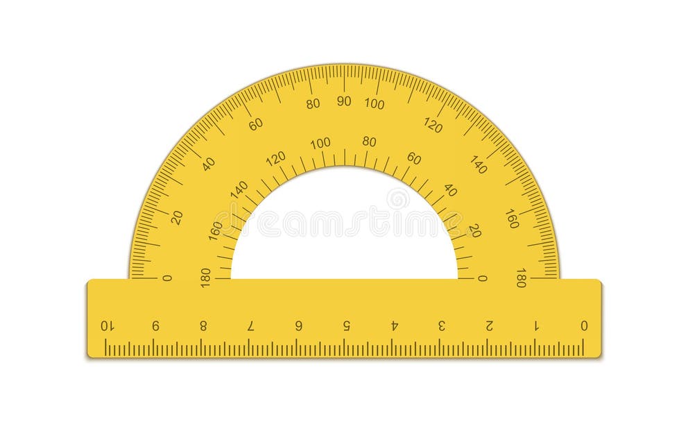 Vector Mockup Plastic Protractor Ruler. Measuring Tool with Ruler Scale ...