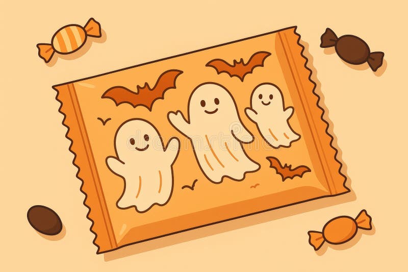 Vector Halloween Candy Package Mockup with Ghost Icons Stock ...
