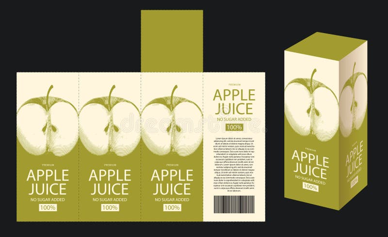 Cardboard Packaging Box Label for Apple Juice Stock Illustration ...