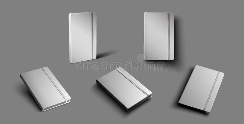 Vector Mockups of Hardcover Notebook and Bookmark. Design Presentation ...