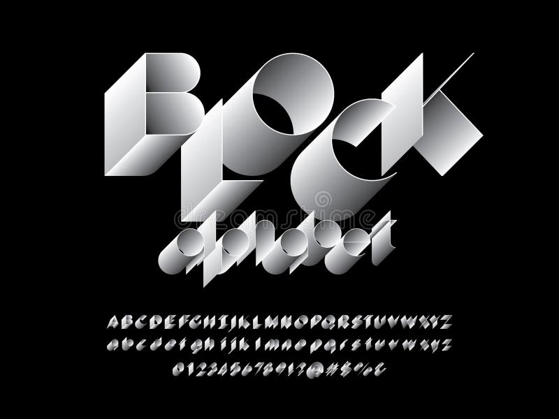 Block shape font stock vector. Illustration of vector - 157202503