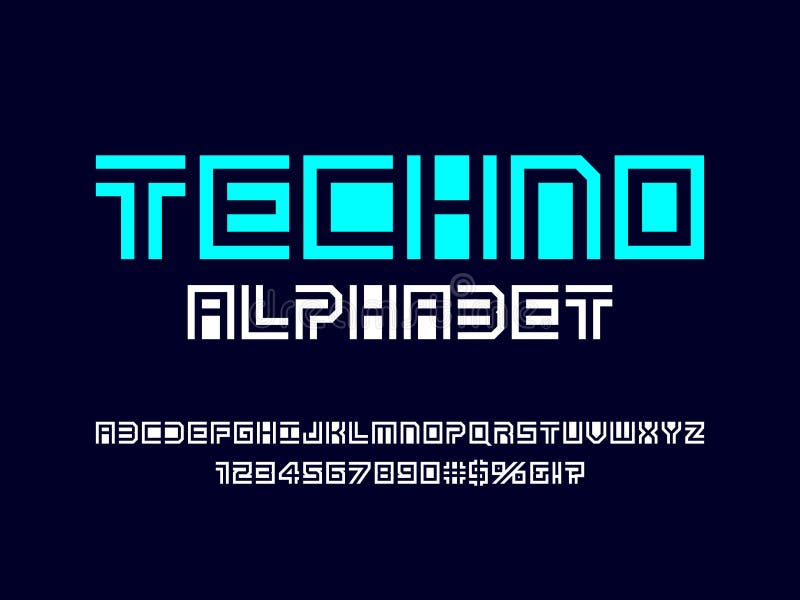 Techno font stock vector. Illustration of typography - 240930731