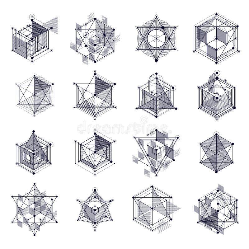 Vector of Modern Abstract Cubic Lattice Lines Black and White ...