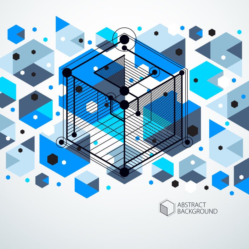 Vector of Modern Abstract Cubic Lattice Lines Blue Background. L Stock ...