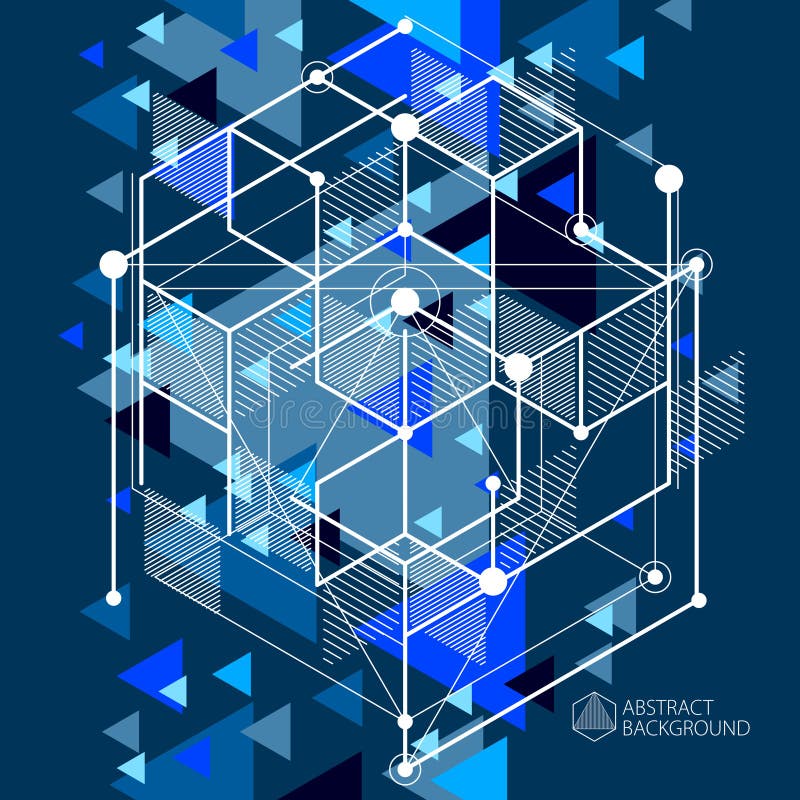 Vector of Modern Abstract Cubic Lattice Lines Blue Black Background ...
