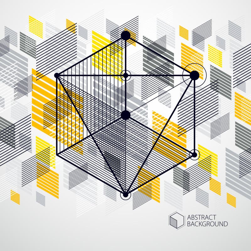 Vector of Modern Abstract Cubic Lattice Lines Yellow Background. Stock ...
