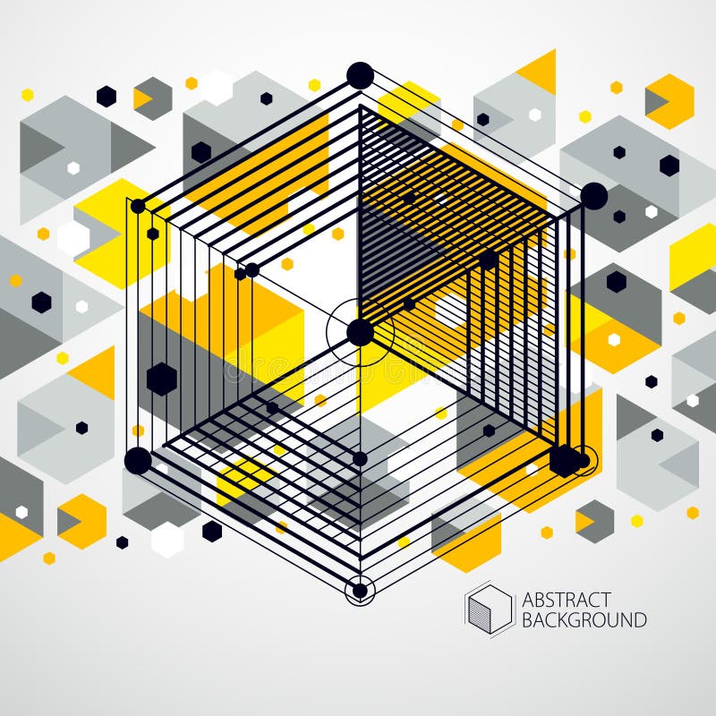 Vector of Modern Abstract Cubic Lattice Lines Yellow Background. Stock ...