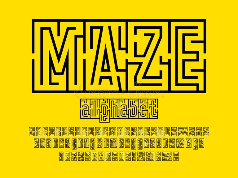 Maze font stock vector. Illustration of outline, square - 157099029