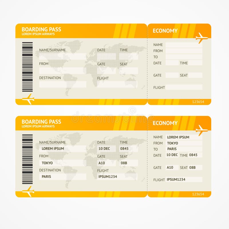 Airline Boarding Pass Ticket Vector Illustration. Stock Vector ...