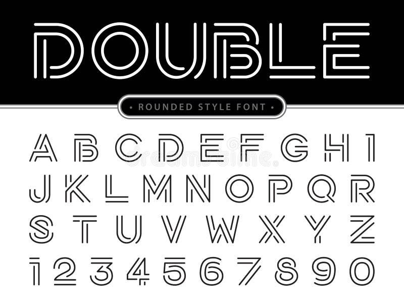 Vector Of Modern Alphabet Letters And Numbers Parallel Lines Stylized