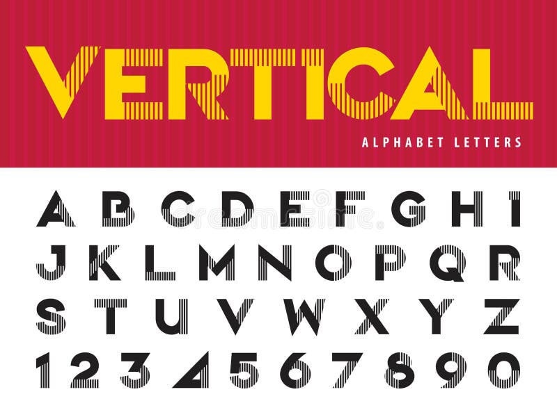 Vector Of Modern Alphabet Letters And Numbers Horizontal Lines