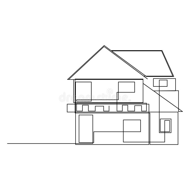 Vector Modern Architecture of House One Continuous Line Drawing ...