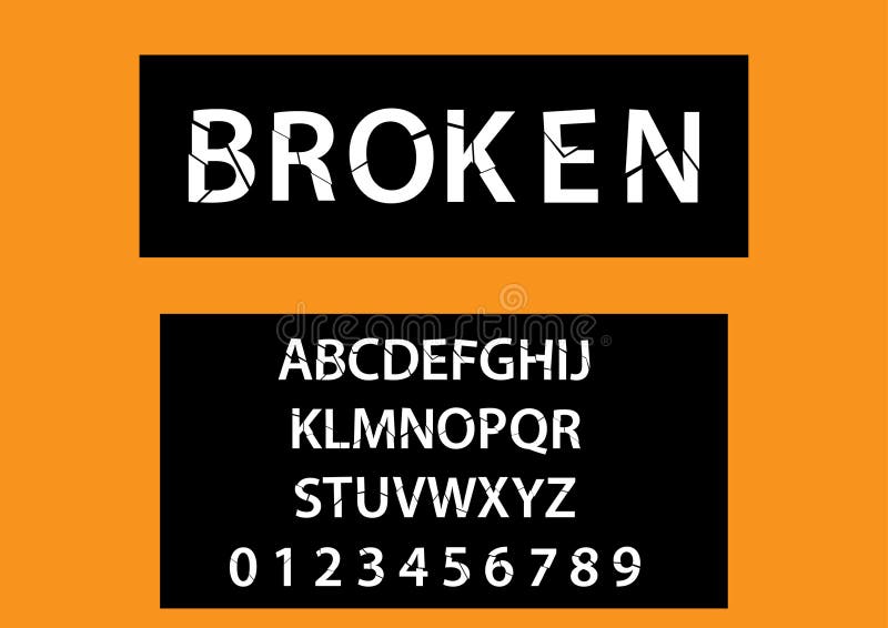 Vector of Modern Broken Font and Alphabet. Stock Vector - Illustration ...