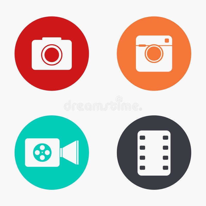 The Camera Colorful Icons Set Vector EPS10, Great for Any Use. Stock ...