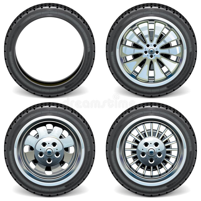 Vector Modern Car Wheels Side View Stock Vector - Illustration of ...