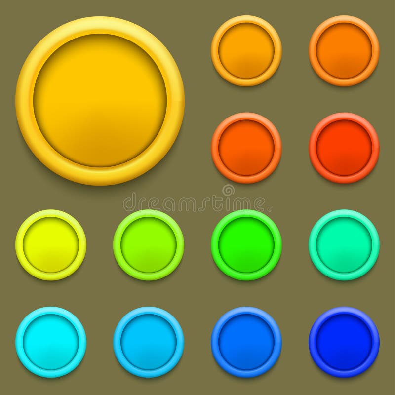Vector Modern Colorful Circle Button Set Stock Vector - Illustration of ...