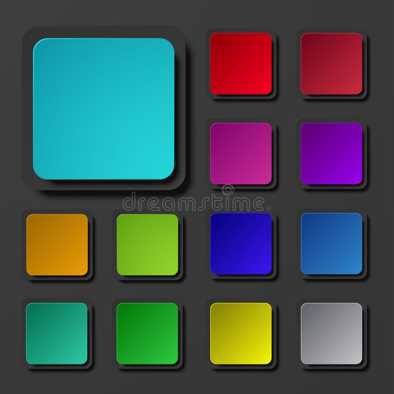 Vector Modern Colorful Square Icons Set Stock Vector - Illustration of ...