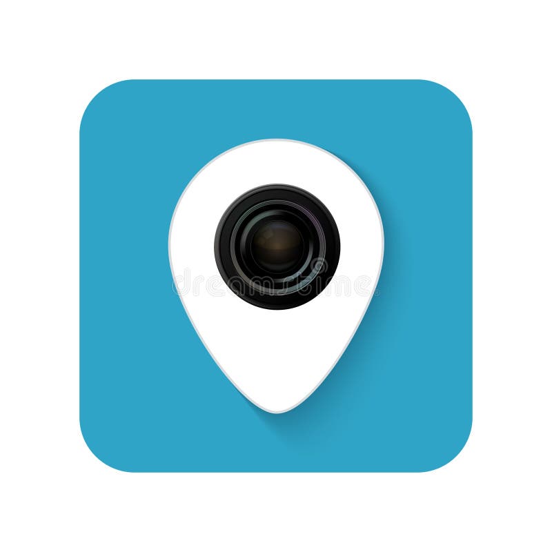 Vector Modern Concept Map Pointer and Camera Icon Isolated on White ...