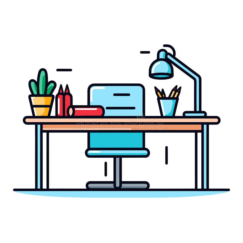 Office Desk Setup Vector Stock Illustrations – 151 Office Desk Setup ...